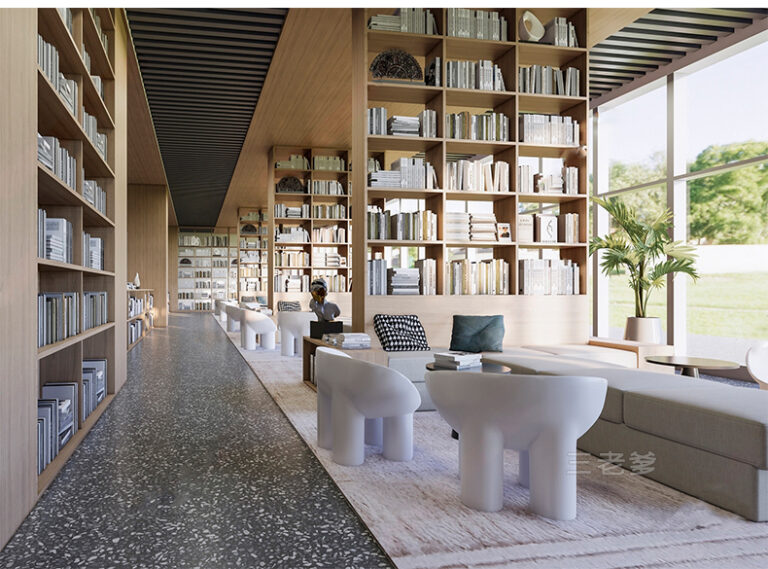 S792 – Industrial style library – Sketchup Scene